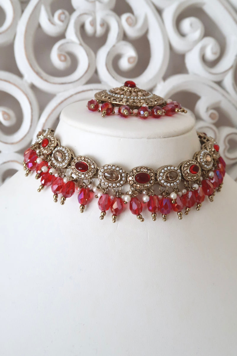 Zayra Choker Set (Ruby Red) – Nscollection